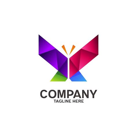 Diseño de logotipo de mariposa colorida Vector Premium