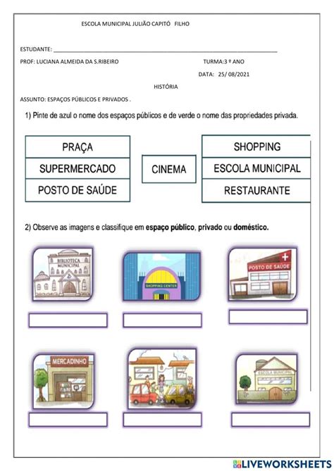Aula De Hist Ria Interactive Worksheet Educational Activities For