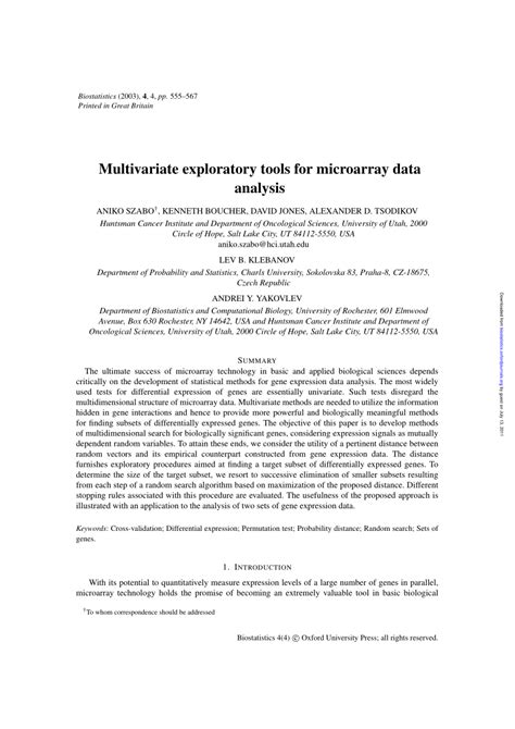 pdf multivariate exploratory tools for microarray data analysis