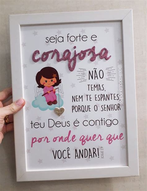 Quadro Josué 1 9 Tema Anjinha Seja forte e corajoso Ser forte