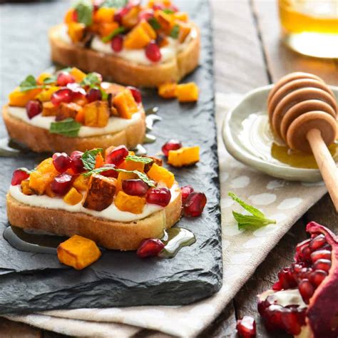 Butternut Squash Pomegranate Crostini Foxes Love Lemons