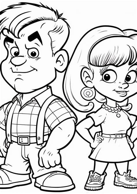 Cartoon Characters Coloring Etsy