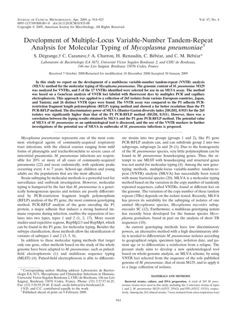 pdf development of multiple locus variable number tandem repeat analysis for molecular typing