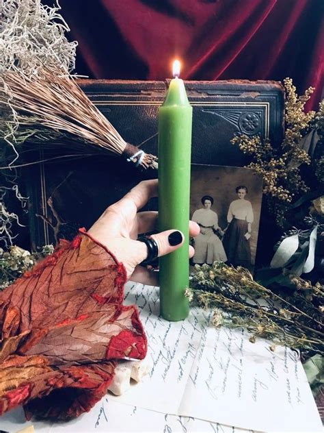 Money Spell Ritual Candle Green Taper Candle Green Spell Etsy