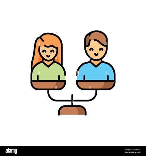 Igualdad entre la mujer y el hombre icono de línea de color Empresa