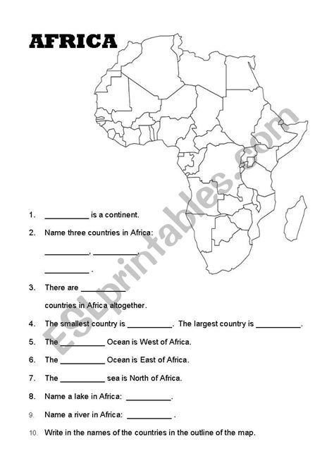 Africa Map Quiz Printable African Map Quiz Worksheets Library