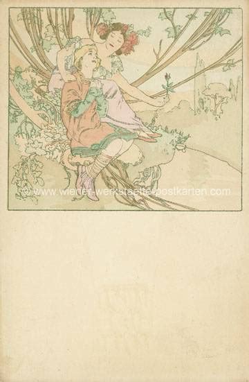 Litho sig Alphonse Mucha um 1900 Wiener Werkstätte Postkarten