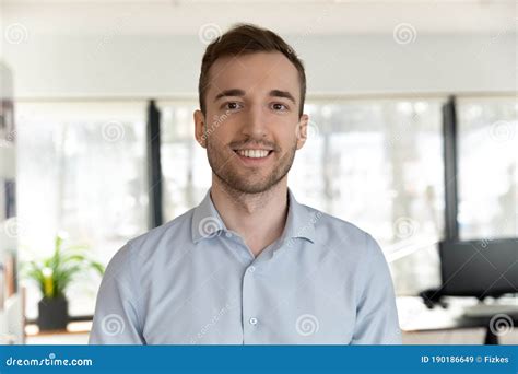 Profile Picture Of Caucasian Male Employee Posing In Office Stock Image Image Of Agent