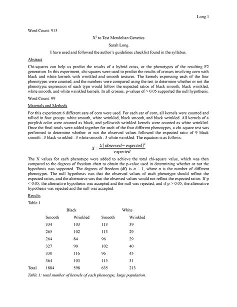 genetics 2017 9 18 lab 1 chi square analysis word count 915 x 2 to test mendelian genetics