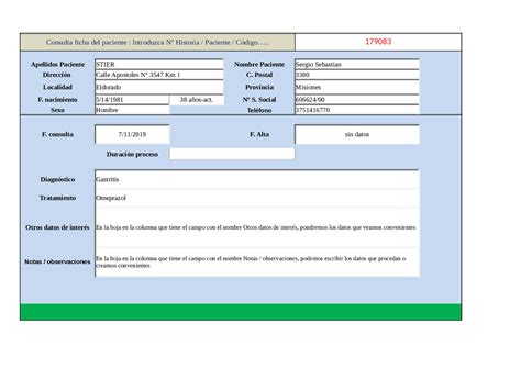 Revocación pintor estaño plantilla excel para historia clinica conducir