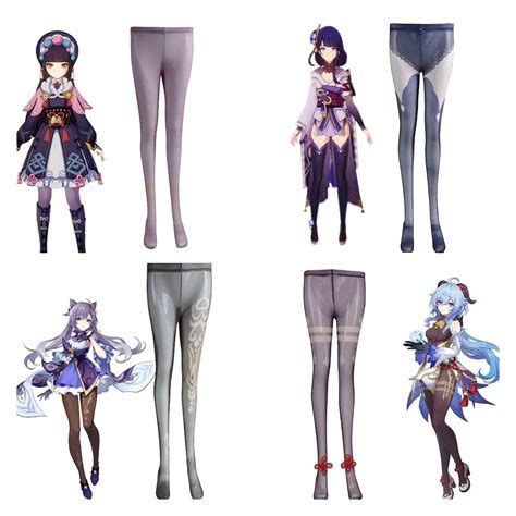 Yun Jin Keqing Body Stocking Sexy Genshin Impact Cosplay Socks Over Leggings For Halloween
