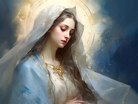 Beautiful Virgin Mary Painting Saint Mary Mother Of God Our Lady Oil