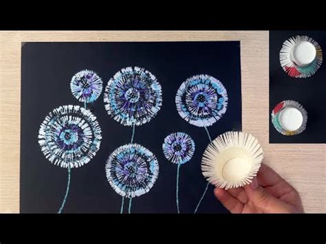 Toilet Paper Rolls Or Paper Cup Dandelion Painting Technique For