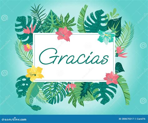 Vector Thank You Lettering Concept Tropical In Spanish Gracias Stock