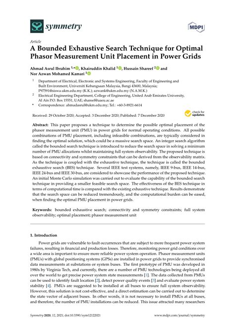 pdf a bounded exhaustive search technique for optimal phasor measurement unit placement in