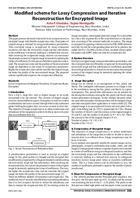 pdf modified scheme for lossy compression and iterative reconstruction for encrypted image