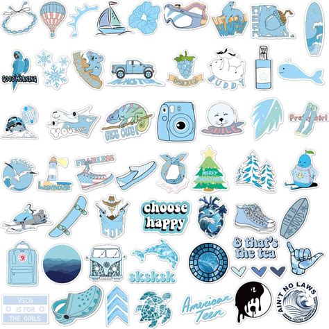 Light Blue Stickers Aesthetic Printable