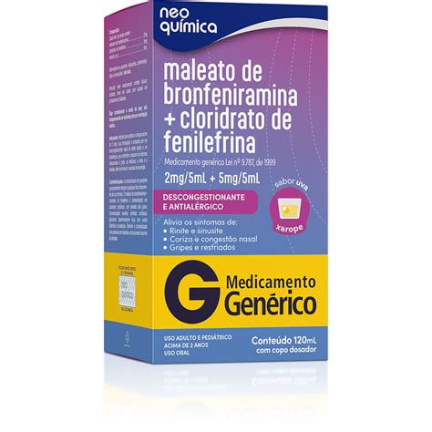 Maleato De Bronfeniramina Mg Ml Cloridrato De Fenilefrina Mg Ml