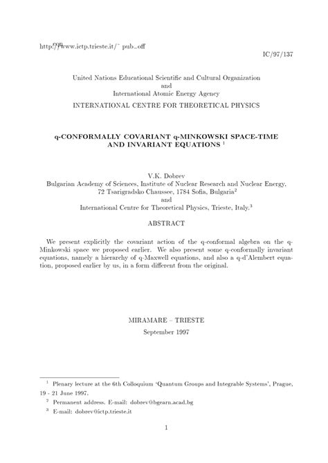 pdf q conformally covariant q minkowski space time and invariant equations