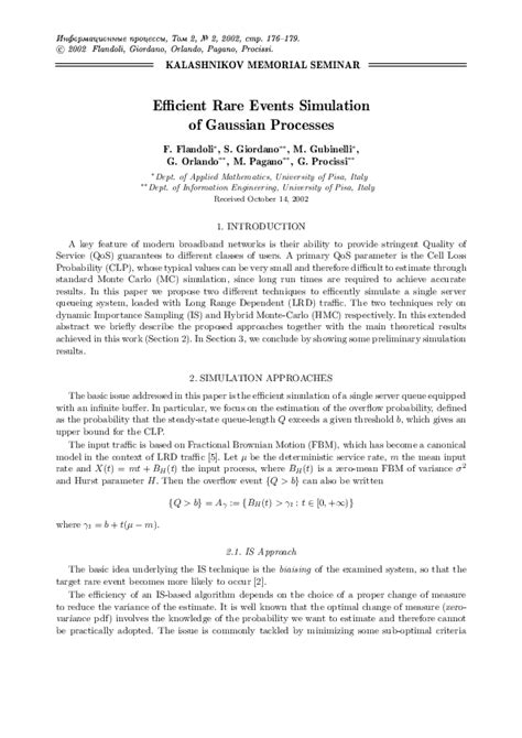 pdf efficient rare events simulation of gaussian processes stefano giordano