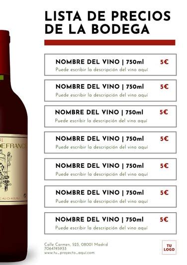 Plantillas De Cartas De Vino Personalizables
