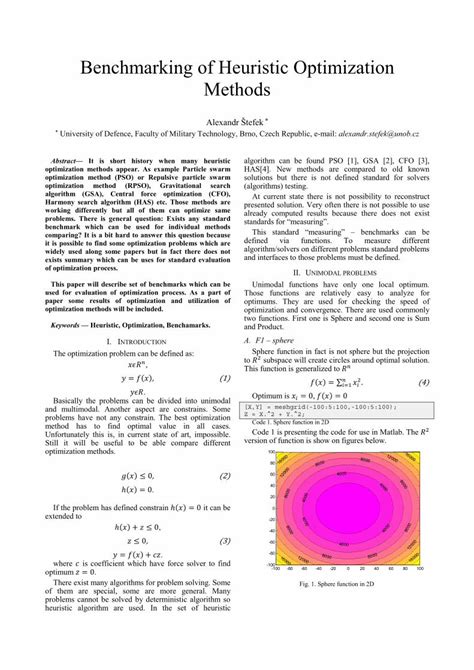 pdf benchmarking of heuristic optimization methods dokumen tips