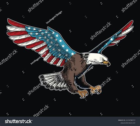 American Bald Eagle Usa Flags Stock Vector Royalty Free 2174798777