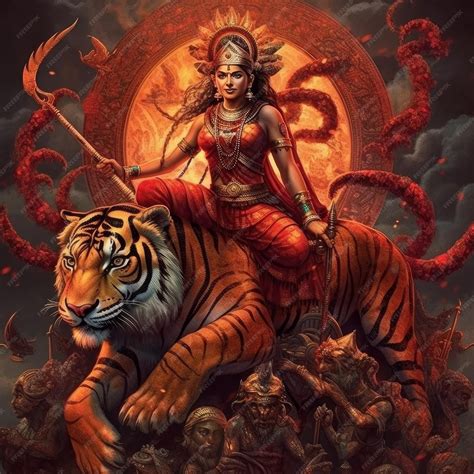 Premium Photo Goddess Durga Images In The War Hyper Real Image Generative Ai
