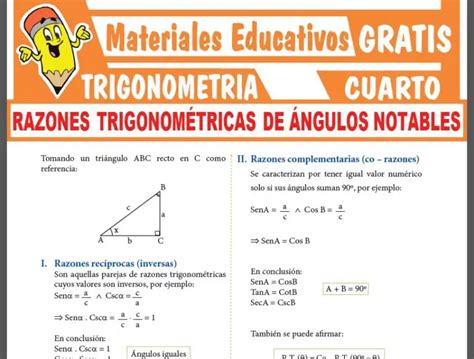 Propiedades de las Razones Trigonométricas para Cuarto Grado
