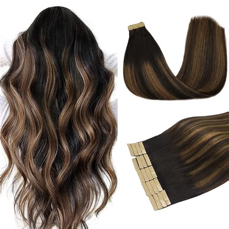 Amazon Tape In Hair Extensions Natural Black To Chestnut Brown