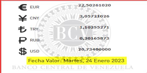 BCV Tipo De Cambio Referencial Y Para Transacciones Del MARTES 24 De