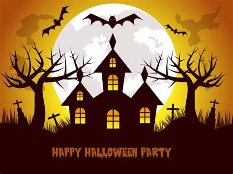 Fondo de diseño de halloween con cementerio espeluznante árboles