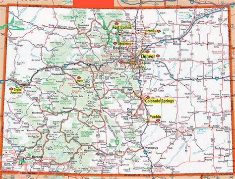 Detailed Roads And Highways Map Of Colorado State Colorado State