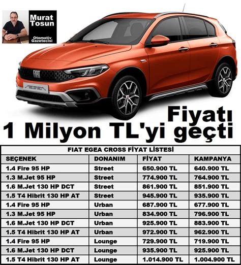 Fiat Egea Cross Haziran 2023 Fiyatları 0 km Egea 2023 ikinci el Egea