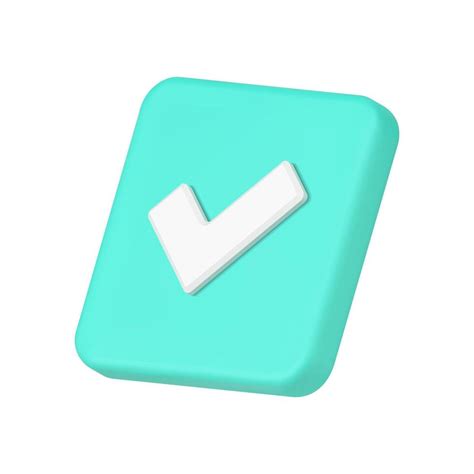 Isometric Green Square Checkmark Positive Vote Successful Agreement