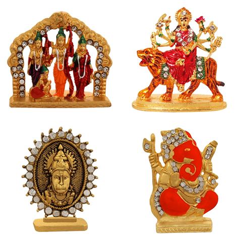 Buy ART N HUB Combo Of 4 Brass Statue God Ram Darbar Durga Ji Lord