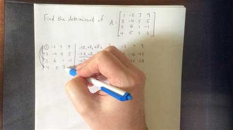 finding a determinant using elementary row operations youtube