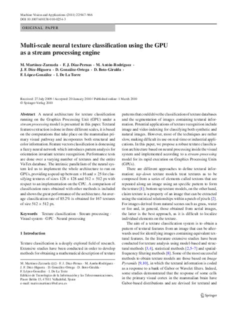 pdf multi scale neural texture classification using the gpu as a stream processing engine j