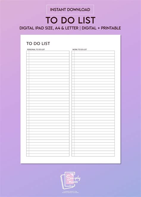 To Do Liste Printable To Do Liste Digital Printable To Do Etsy De