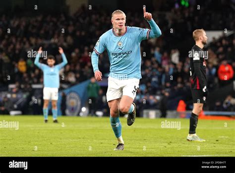 Manchester City S Erling Haaland Celebrates Scoring Their Side S Sixth