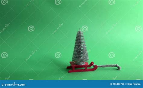 Christmas Tree Winter Snowman With Christmas Tree On Green Screen