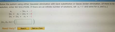 oneclass solve the system using either gaussian elimination with back substitution or gauss