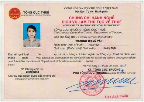 Chứng chỉ hành nghề DỊCH VỤ TƯ VẤN VÀ ĐẠI LÝ THUẾ ANH MINH