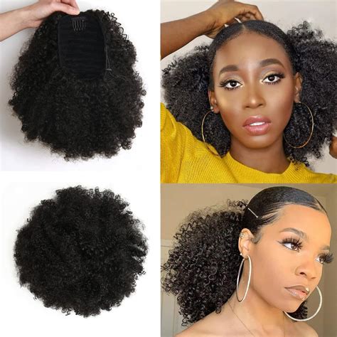 Amazon Afro Puff Kinky Curly Drawstring Ponytail Extension For