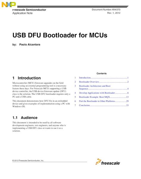 pdf usb dfu bootloader for mcus nxp semiconductors1 2 scope this document presents