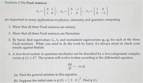 solved problem 3 the pauli matrices