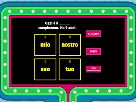 Gli Aggettivi Possessivi Gameshow Quiz