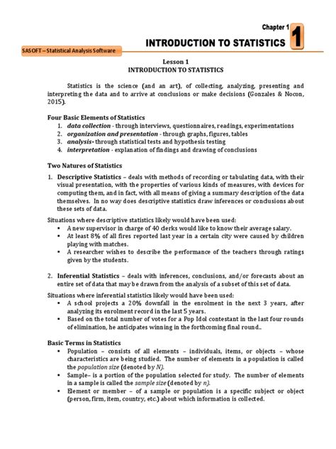 module 1 introduction to statistics pdf level of measurement dependent and independent