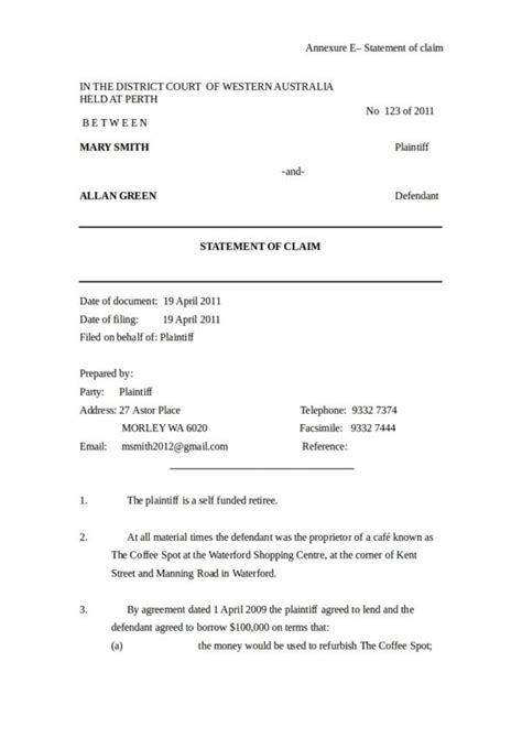 FREE 14 Statement Of Claim Samples Templates In PDF MS Word
