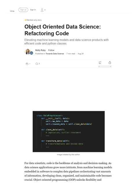12ft object oriented data science refactoring code by molly ruby aug 2023 towards